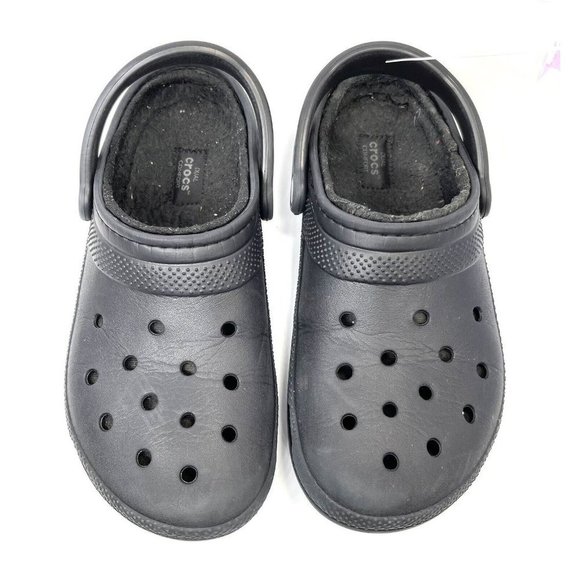 CROCS | Shoes | Crocs Classic Rubber Fuzzlined Clog Black Size Us ...